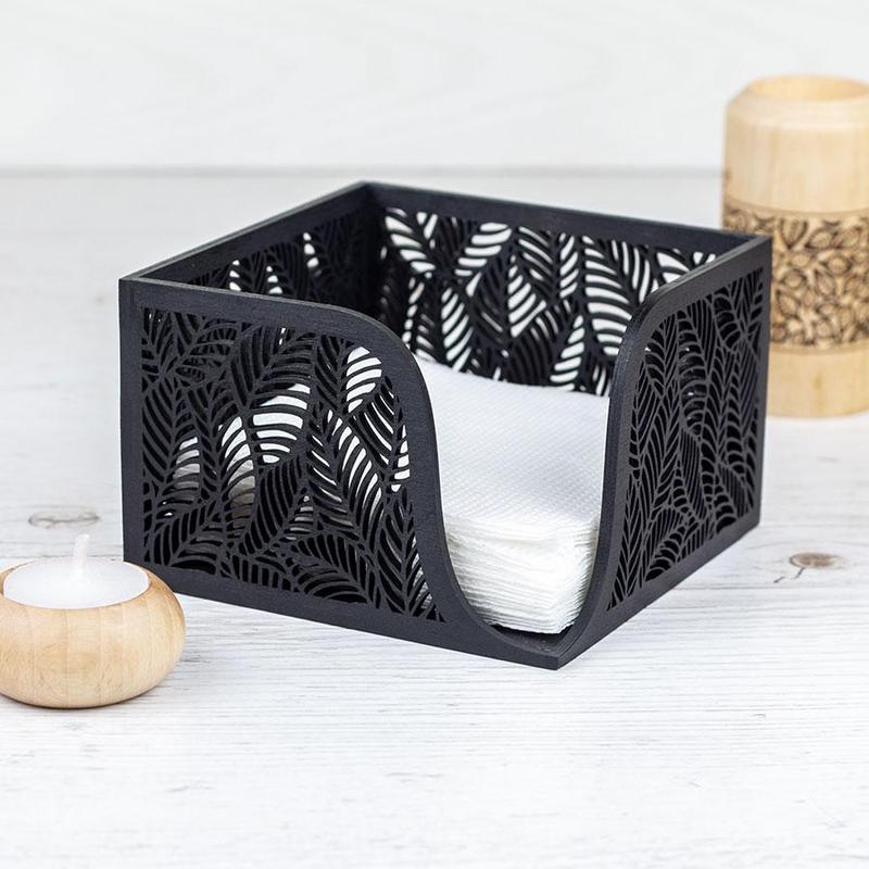 Деревяна серветниця чорна — ціна 470 грн у каталозі Серветниці Купити товари для дому та побуту