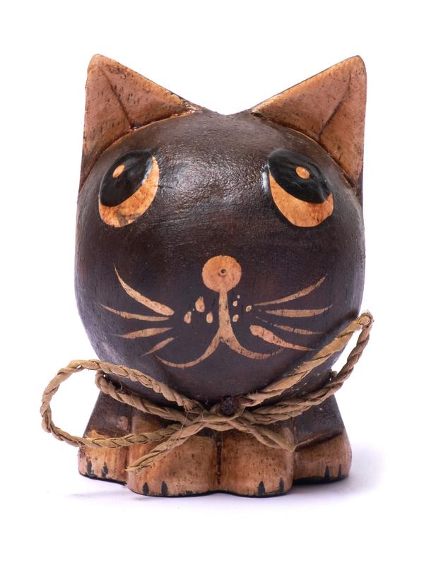 Статуетка котик деревяний коричневий кульбаба висота 10см — ціна 220