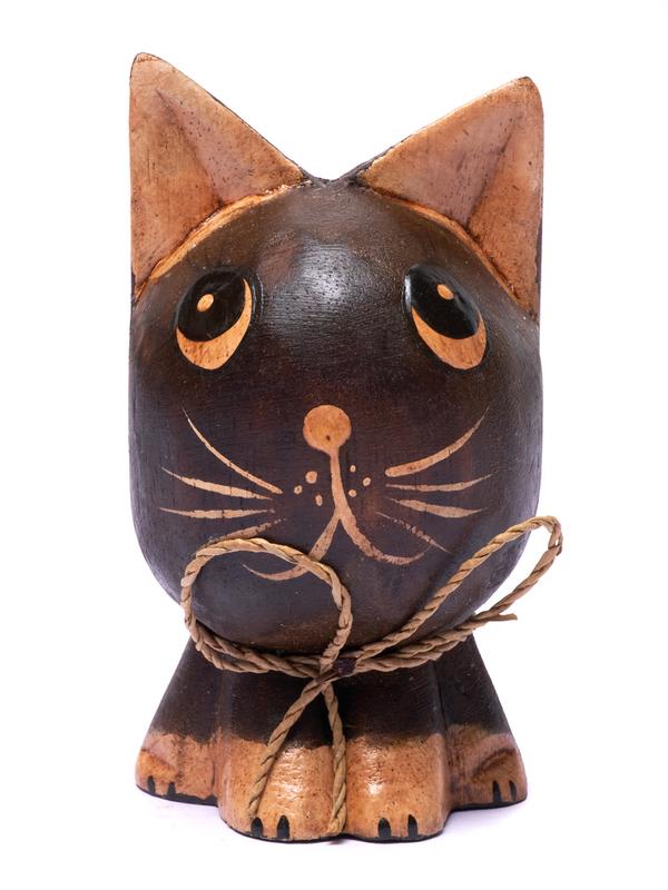 Статуетка котик деревяний коричневий кульбаба висота 8см — ціна 180 грн у каталозі Статуетки
