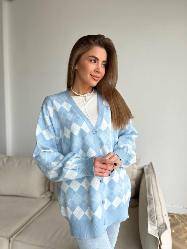 Кофта кардиган на пуговицах ромб вязаная — цена 830 грн в каталоге ...