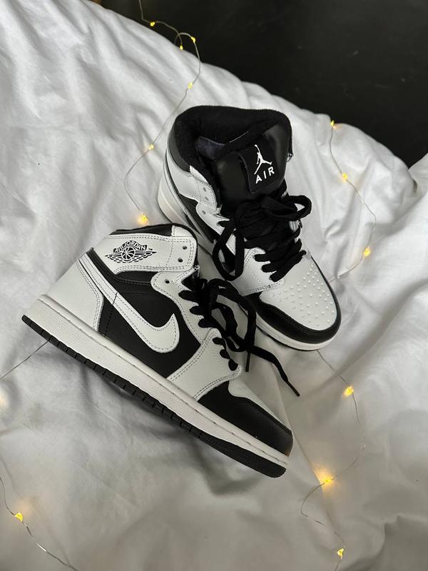 Nike air jordan 1 retro white black winter зимние женские кроссовки ...