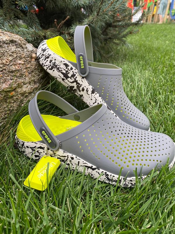 Crocs literide clog grey кроксы мужские сабо cерые цветная подошва ...