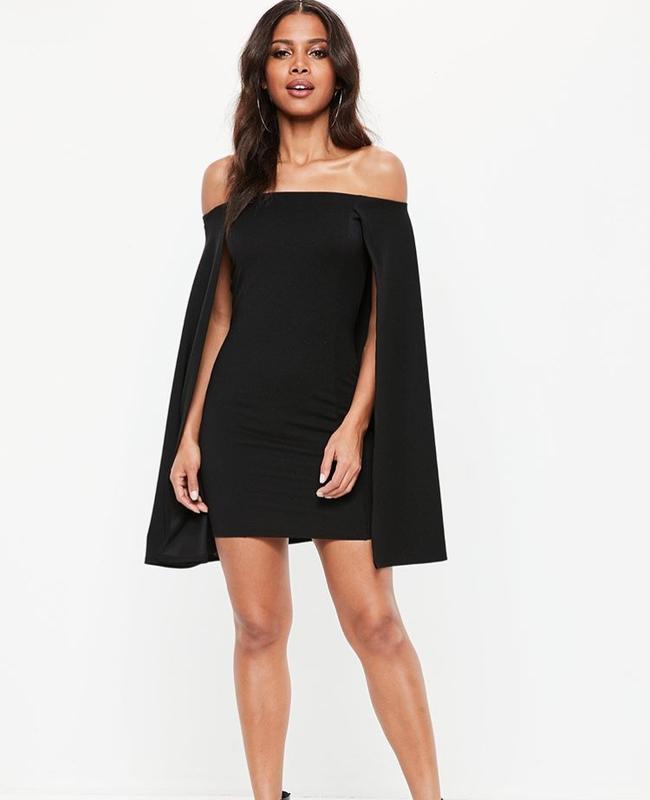 Missguided платье кейп на плечи чёрное вечернее — цена 1240 грн в ...