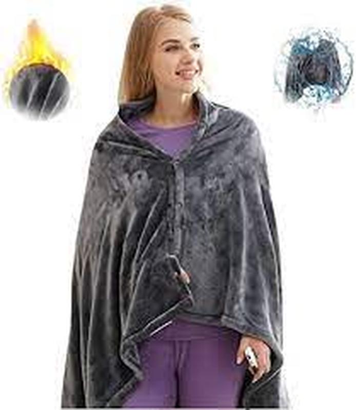 Плед накидка грелка с подогревом беспроводные Usb электрические шали от повербанка размер 150