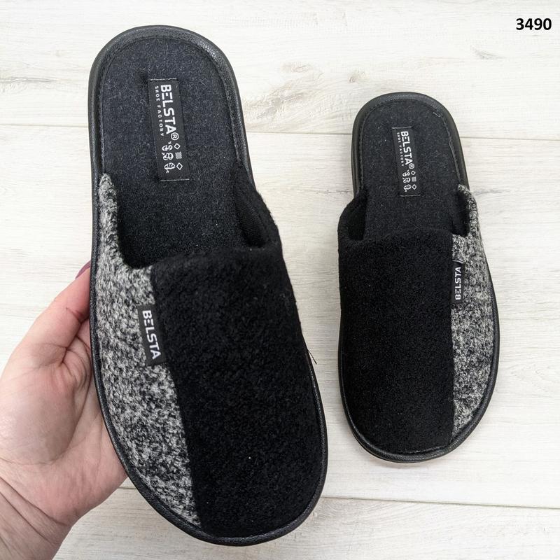 Тапочки мужские комнатные теплые с закрытым носком белста черные с ...