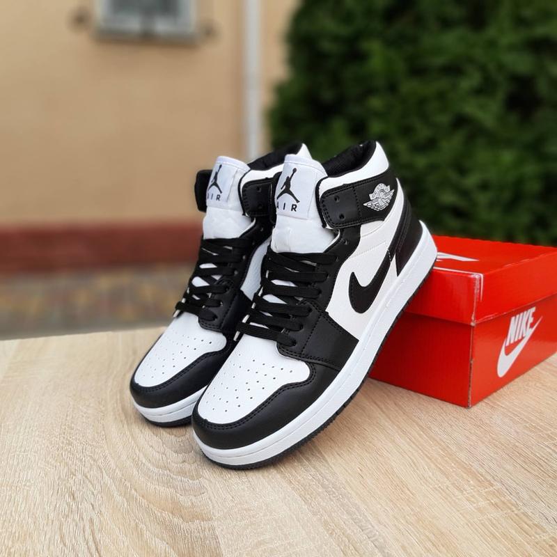 Мужские высокие черно-белые кроссовки nike air jordan 1 mid🆕найк ...