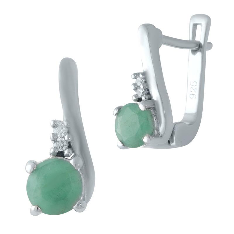 Серебряные серьги Komilfo с натуральным изумрудом 0 862ct 2010838 — цена 2651 грн в каталоге