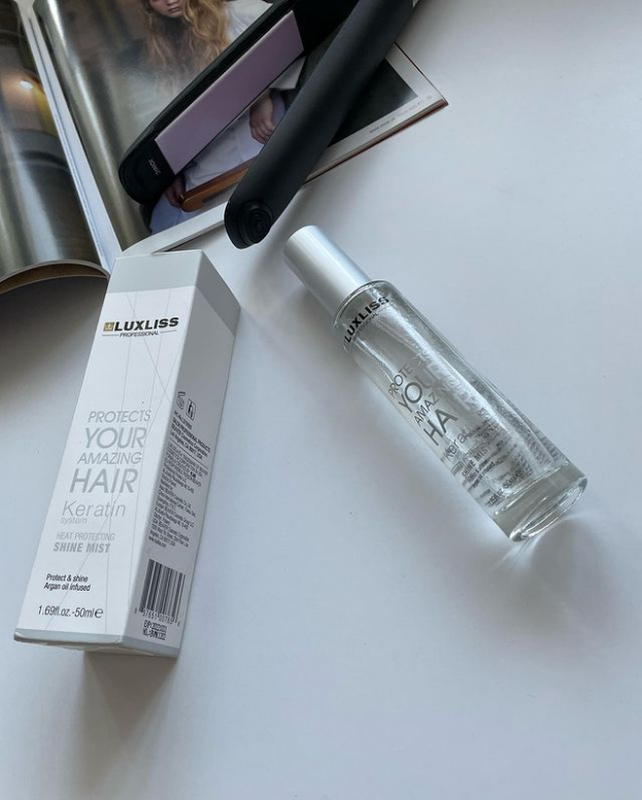 Кератиновый спрей блеск для волос luxliss keratin heat protecting shine ...