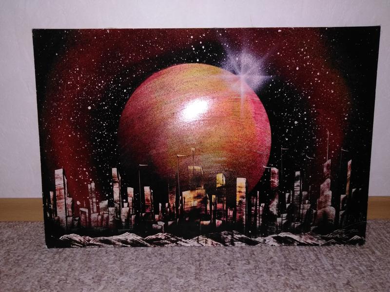 Аерографіка авторська картина нічного міста — ціна 300 грн у каталозі Картини Купити товари для