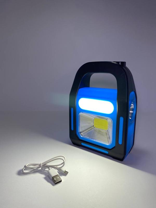 Аккумуляторный Led фонарь прожектор с солнечной панелью Power Bank и боковая Cob лампа Usb