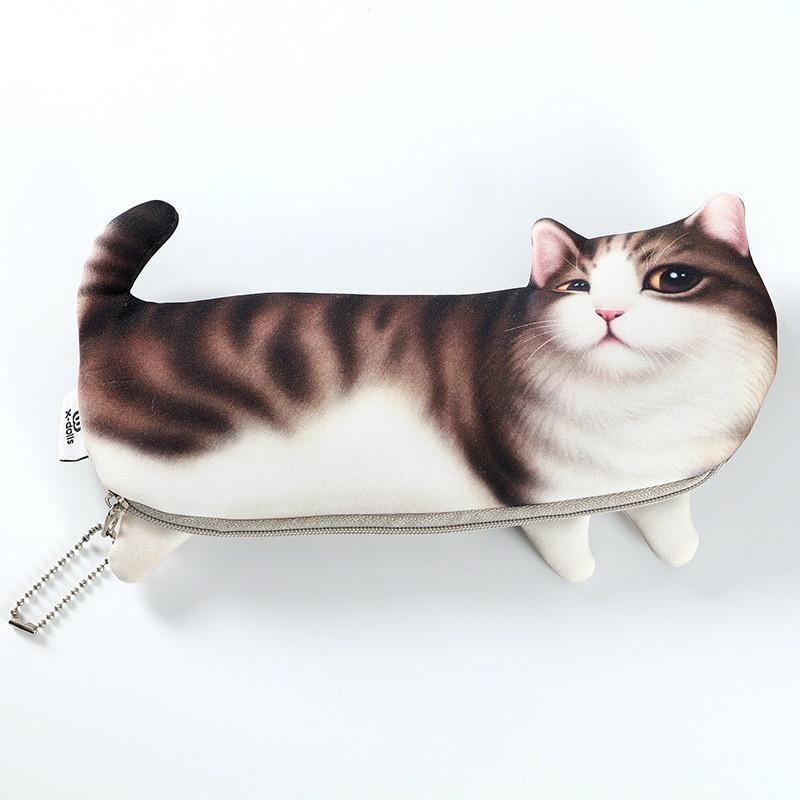 Пенал 3d котик, дитячий і жіночий, милий з котом «cat 3d» смугастий ...