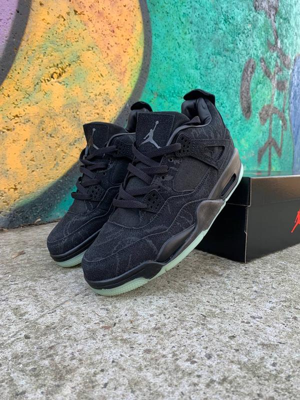 Мужские черные замшевые кроссовки nike air jordan 4🆕 найк аир джордан 4 ...