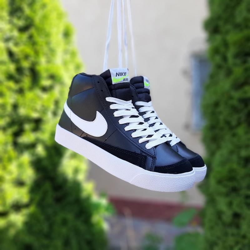 Мужские черно-белые кожаные кроссовки nike blazer mid🆕 высокие кеды ...