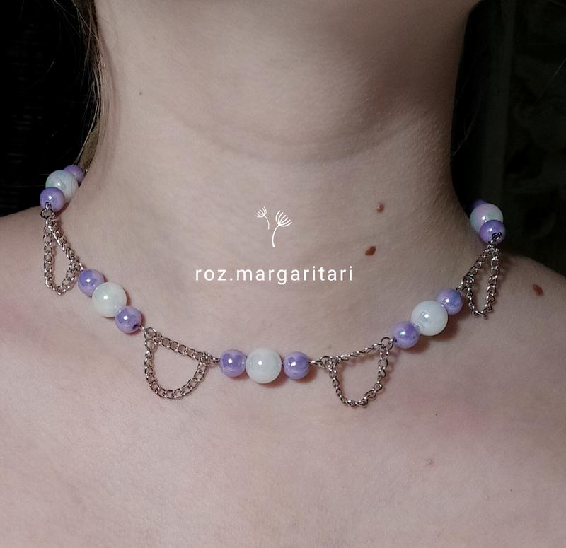 Кольє з фіолетовими перлинами — ціна 100 грн у каталозі Кольє і намиста Купити аксесуари за