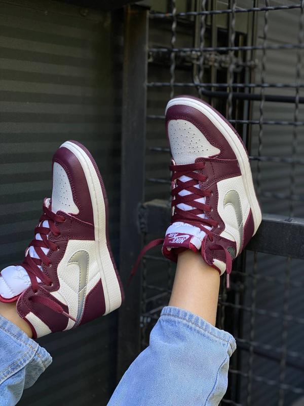Кросівки найк айр джордан 1 бардові демісезонні nike air jordan 1 high ...