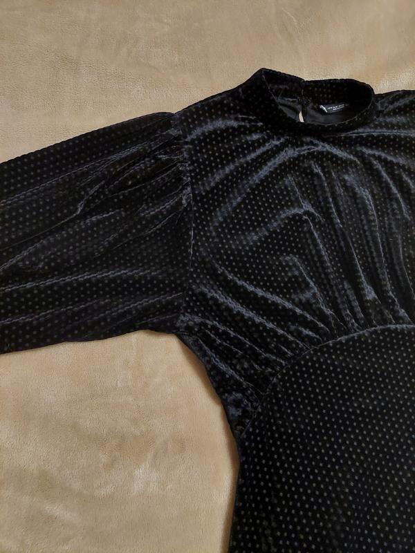 Черне оксамитове плаття поаттячко сукня zara з об'ємними рукавами ...