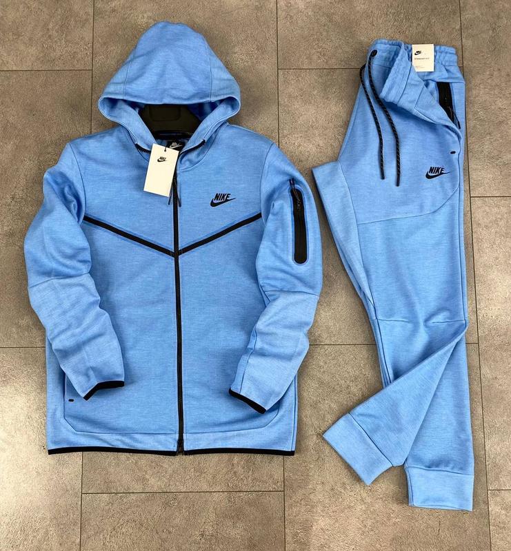 Спортивный костюм найк теч флис nike tech fleece синий/черный/белый ...