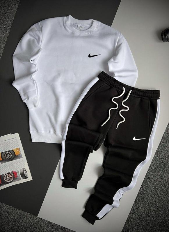Мужской зимний спортивный костюм nike белый с черным | утепленный ...