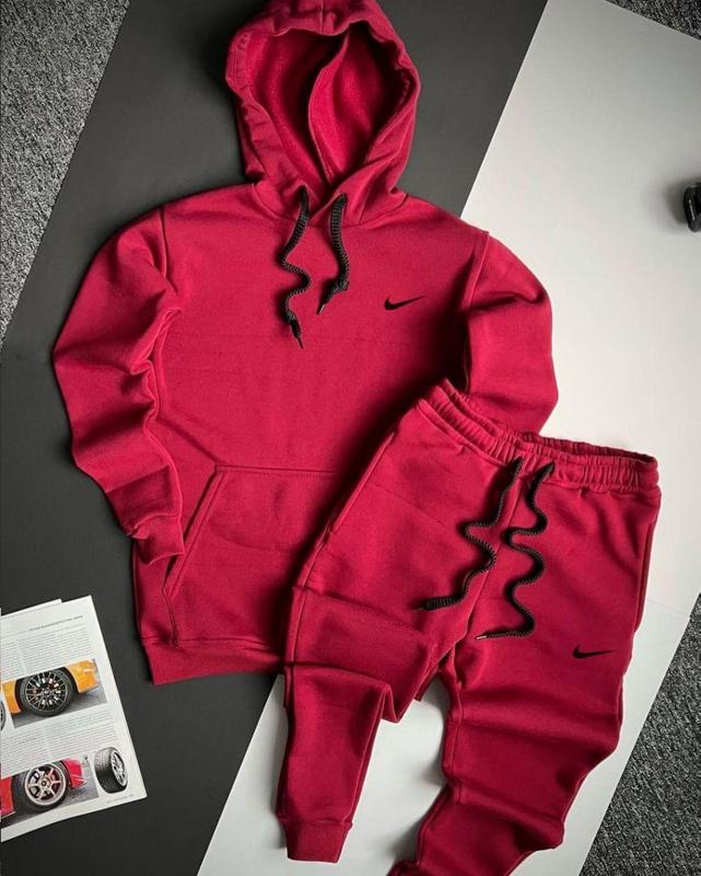 Мужской зимний спортивный костюм nike бордовый | утепленный комплект ...