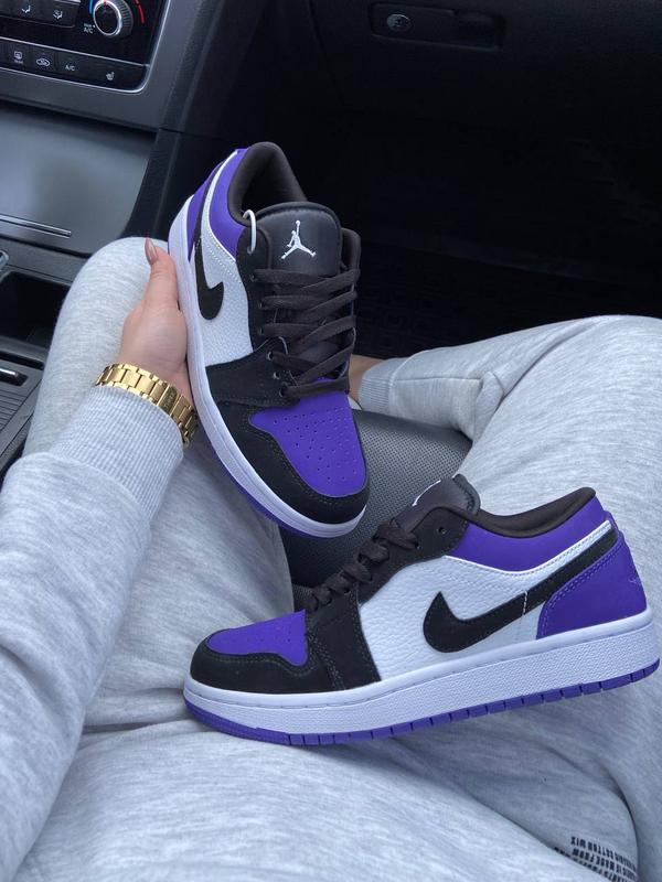 Женские фиолетовые кожаные кроссовки nike air jordan 1 low🆕 найк ...