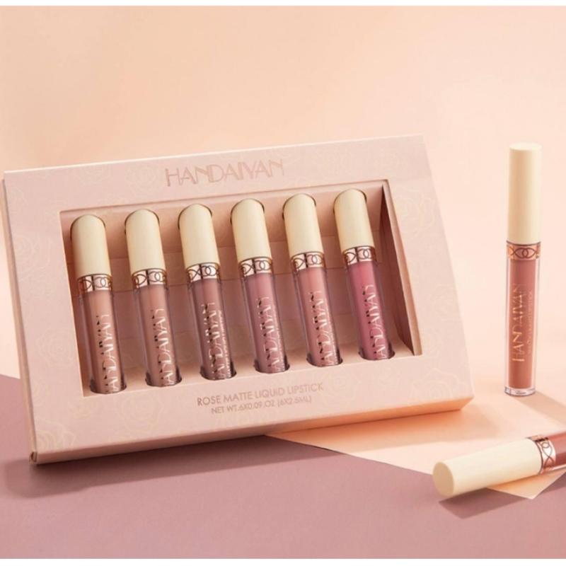 Набір стійких матових помад для губ 6шт handaiyan matte liquid lipstick ...
