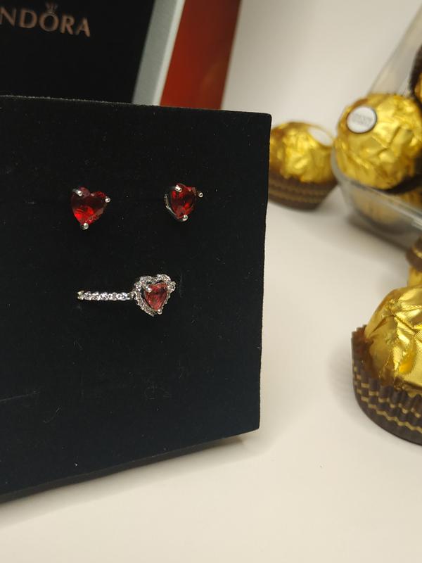 Серьги кольцо набор пандора серебро 925 проба цирконий кристалл ...