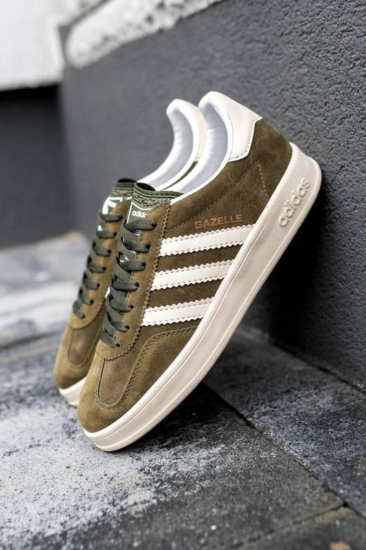 Мужские демисезонные кроссовки кеды adidas gazelle khaki green / адидас ...