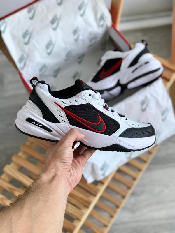 Кроссовки мужские nike air monarch iv черно-белые с красным, найк аир ...