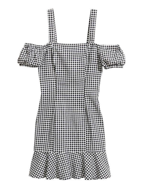 Плаття платье сукня сарафан в клітку клетку з воланами від h&m чорне ...