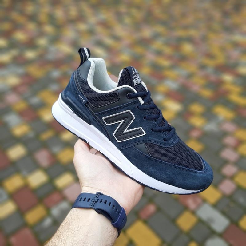Мужские синие замшевые кроссовки с сеткой new balance 574 🆕 нью баланс ...