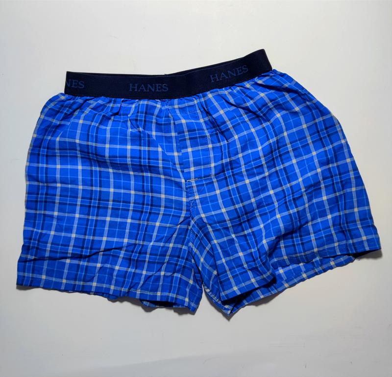 Мужские хлопковые трусы симейные hanes боксеры однотонные синие в ...