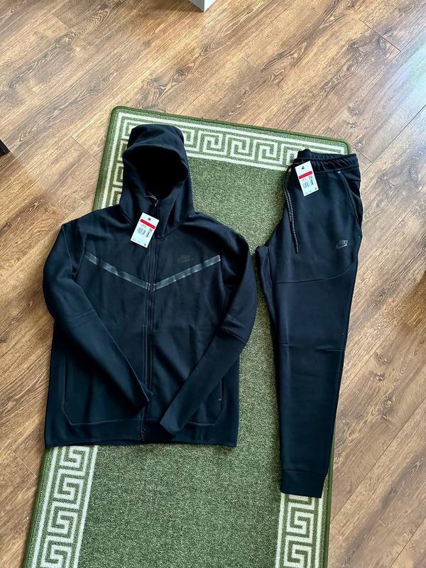 Чоловічий спортивний костюм nike tech fleece демісезонний найк чорний ...