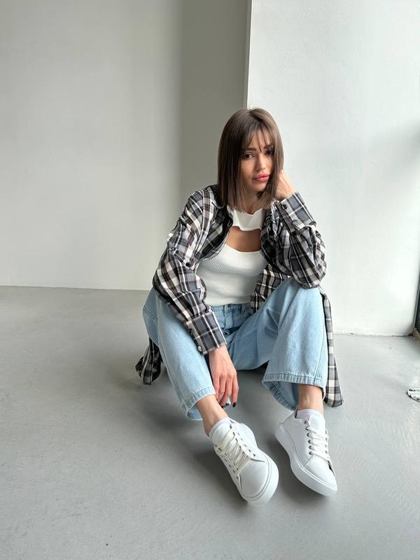 Женские кожаные кеды белые — цена 2450 грн в каталоге Кеды Купить