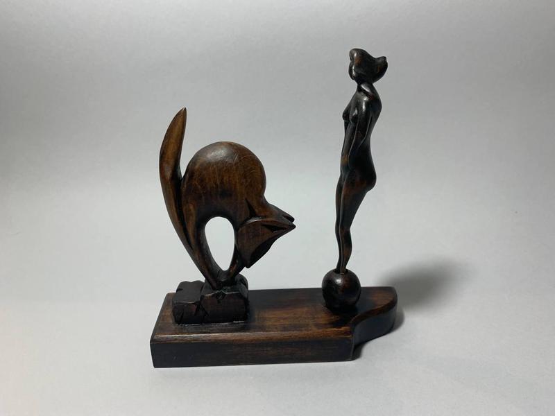 Статуэтка из дерева фигурка из дерева статуэтка девушка и кот скульптура из дерева фигурка