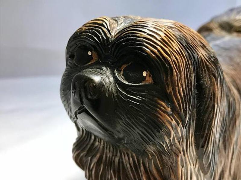 Коллекционная статуэтка собака пекинес статуэтка из дерева фигурка из дерева скульптура из