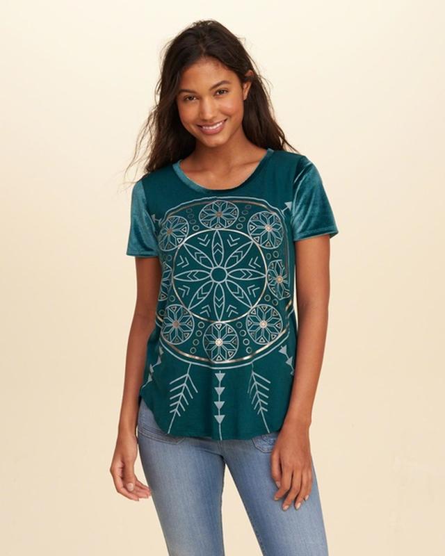 Зеленая футболка с принтом hollister — цена 429 грн в каталоге Футболки ...