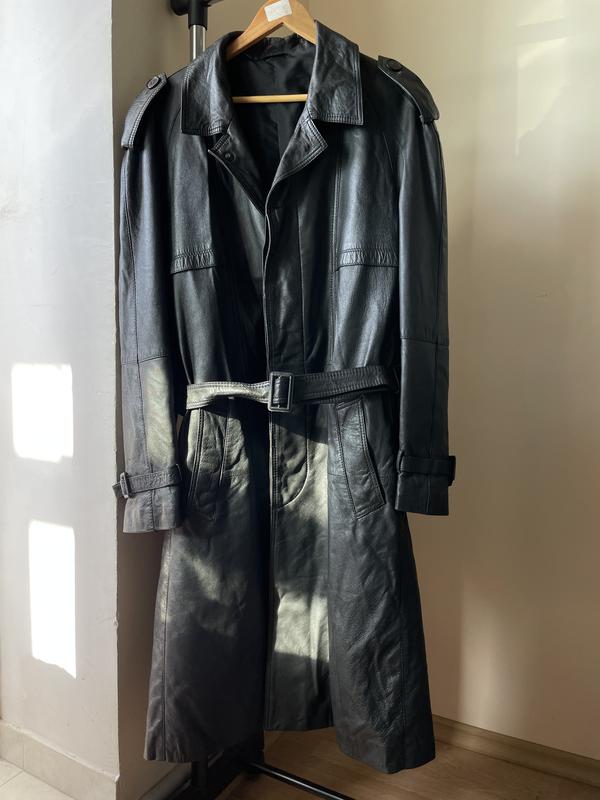 Виниажный тренч пальто из нат кожы монголия — цена 1200 грн в каталоге Плащи Купить мужские