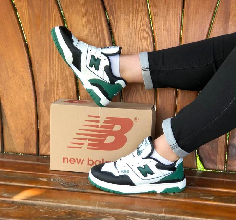 Баскетбольні жіночі кросівки new balance 550 white/green/black(кросівки ...