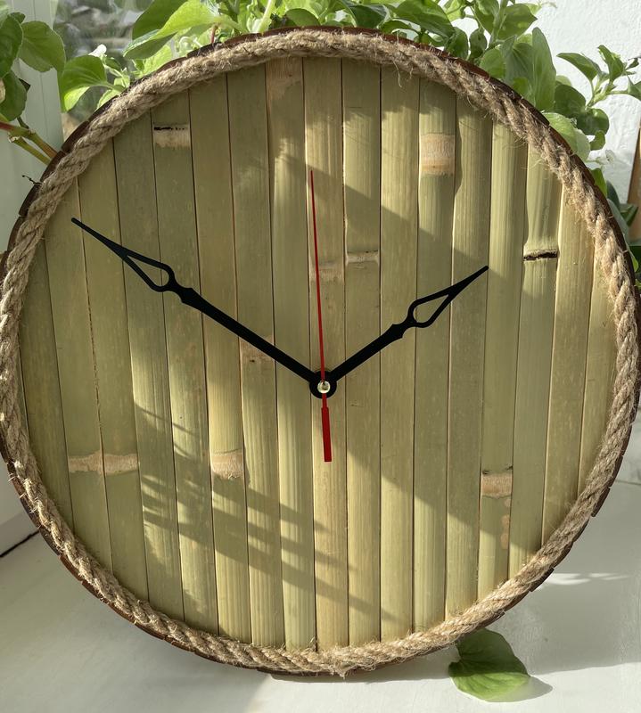 Годинник настінний годинник з зеленого бамбуку та канату годинник ручна робота сувенір