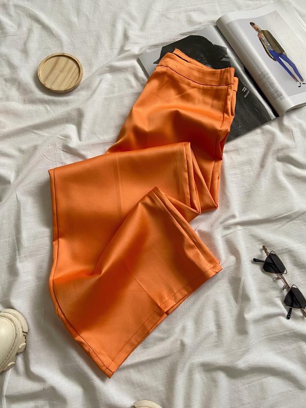 Стильні шовкові штани помаранчевого кольору висока посадка — ціна 699 грн у каталозі Брюки