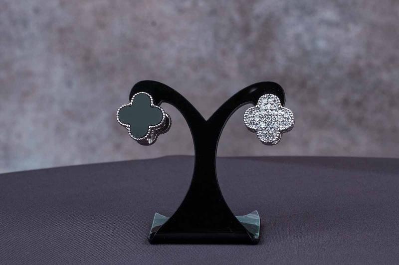 Сережки ван кліф двосторонні, родій, англійська застібка — ціна 240 грн ...