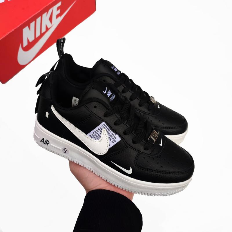 Мужские кожаные черно-белые кроссовки nike air force 1 🆕 найк аир форс ...