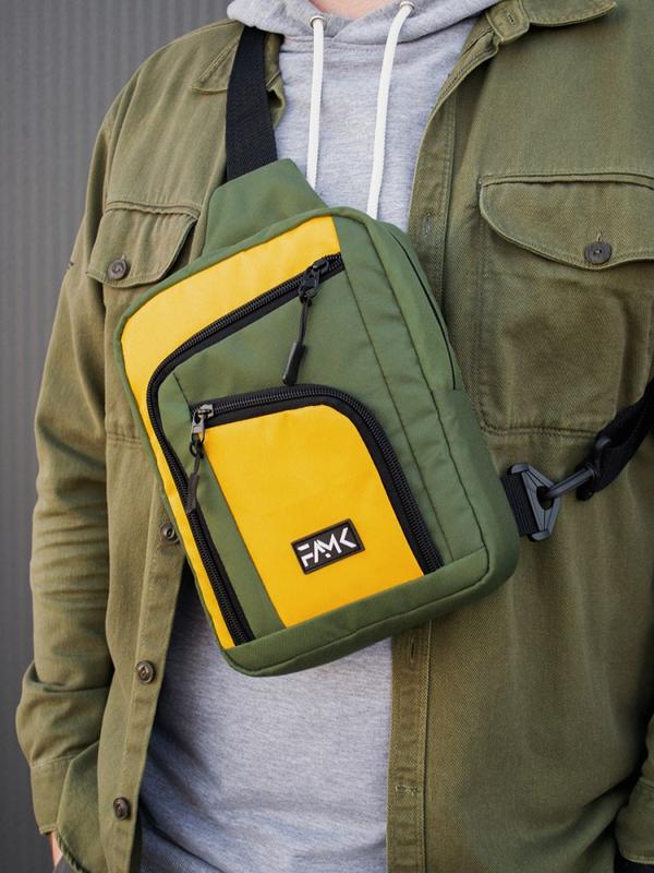 Сумка слинг через плечо хаки желтая — цена 565 грн в каталоге Сумки Купить аксессуары по