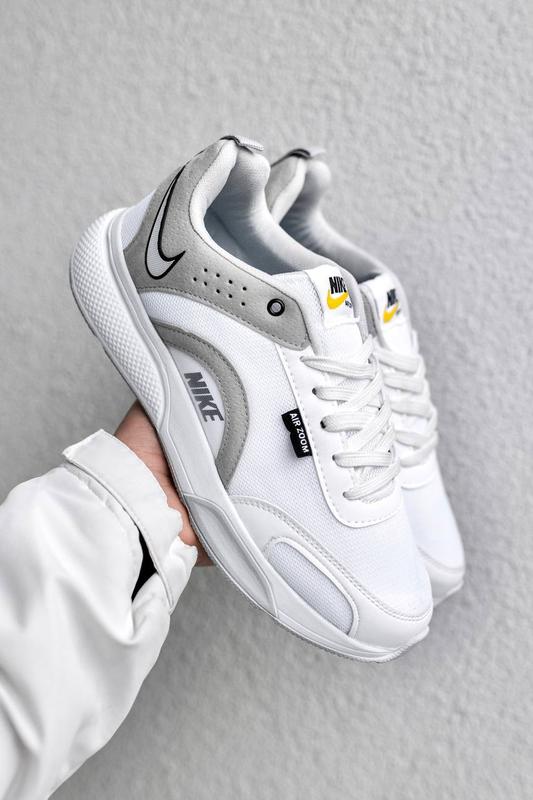 Чоловічі демісезонні кросівки nike air zoom / найк зум білі з сірим ...