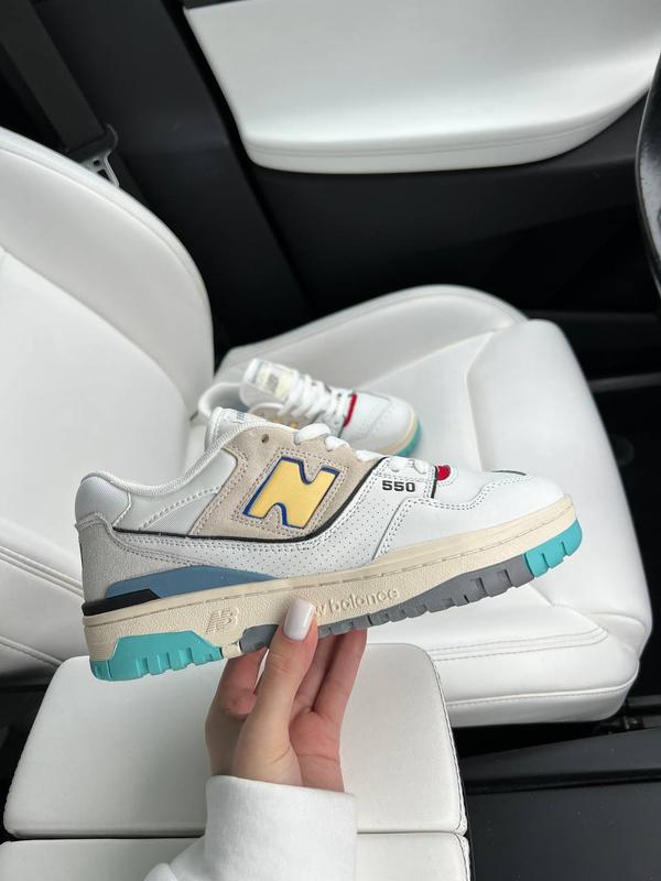 Женские разноцветные кожаные кроссовки new balance 550 🆕 нью баланс 550 ...
