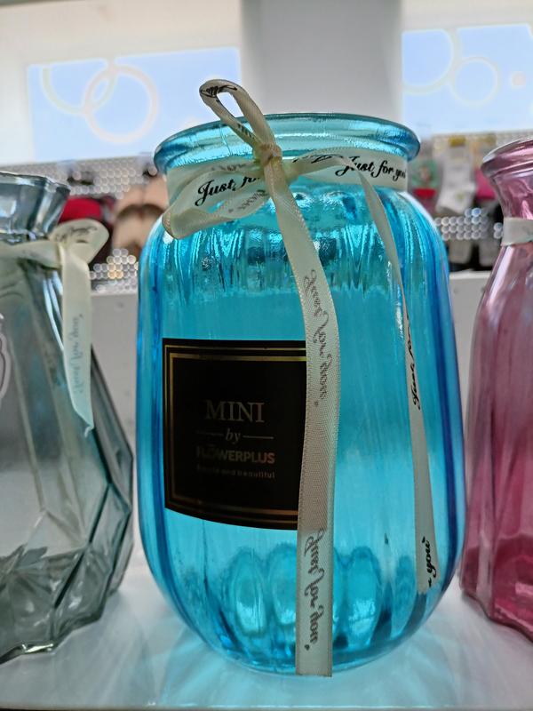 Ваза для квітів сухоквітів блакитне скло — ціна 279 грн у каталозі Вази Купити товари для дому