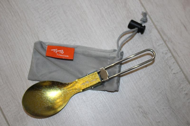 Титанова ложка складна tito titanium довга. туристична ложка золота ...