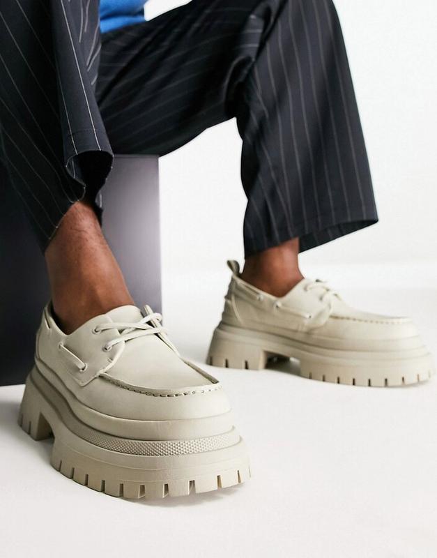 Туфли лодочки asos design из белой искусственной кожи на массивной ...