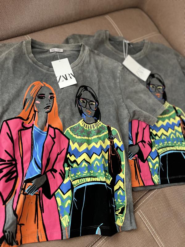 Футболка с девушками зара, футболка zara — цена 900 грн в каталоге ...