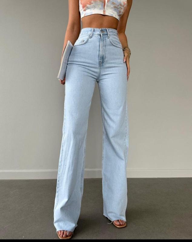 Джинсы палаццо клеш прямые женские высокая посадка — цена 1280 грн в каталоге Джинсы Купить
